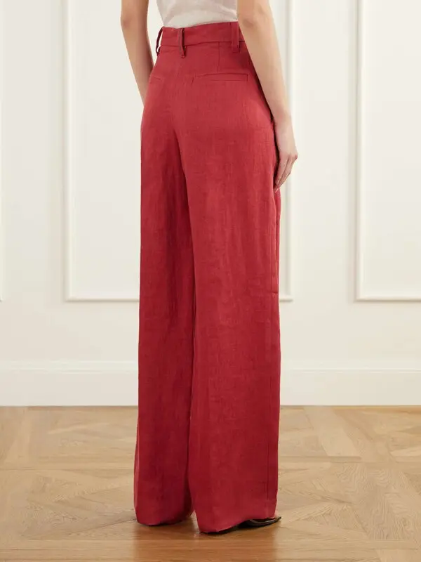 Brunello Cucinelli Pleated Linen-canvas Straight-leg Pants