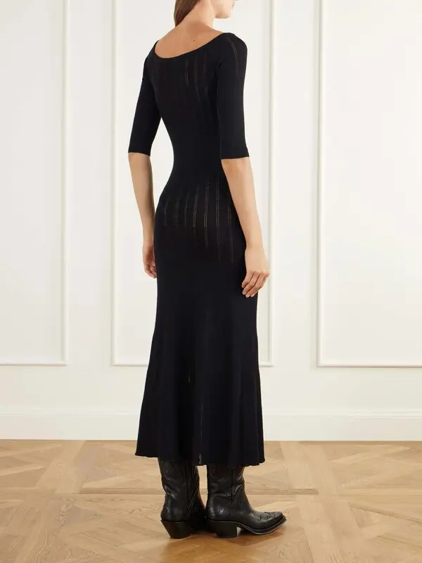 Gabriela Hearst Vivia Ribbed Pointelle-knit Wool Midi Dress