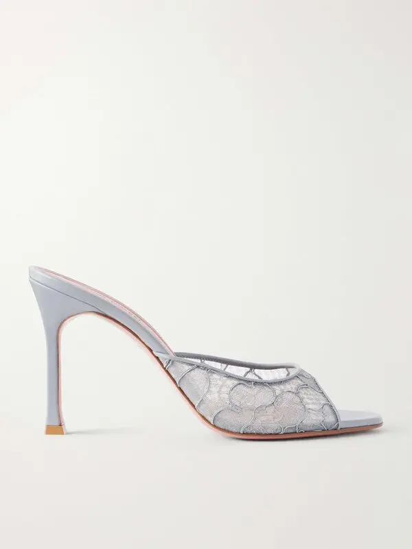 Amina Muaddi Alexa Lace Slipper 95 Sandals