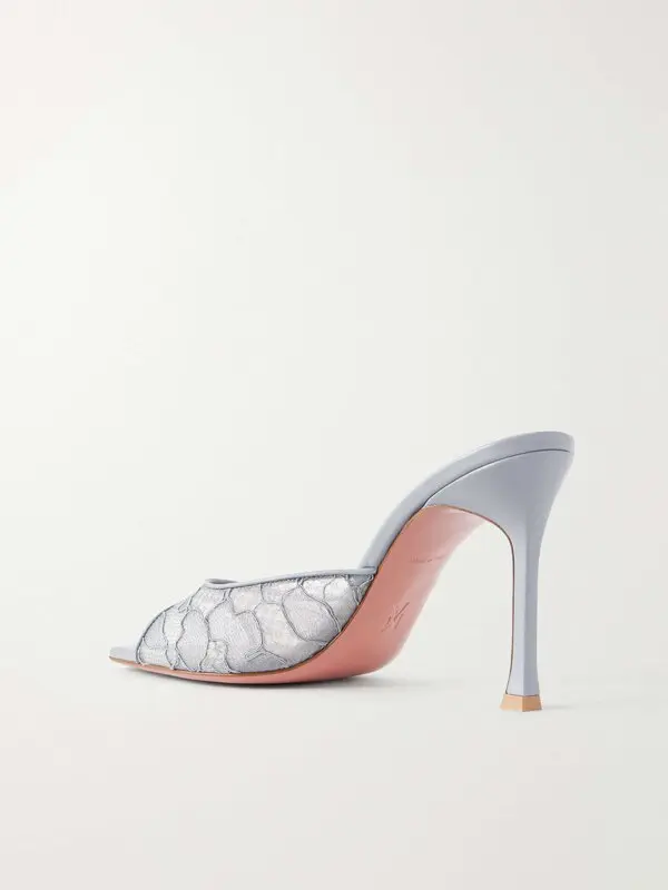 Amina Muaddi Alexa Lace Slipper 95 Sandals