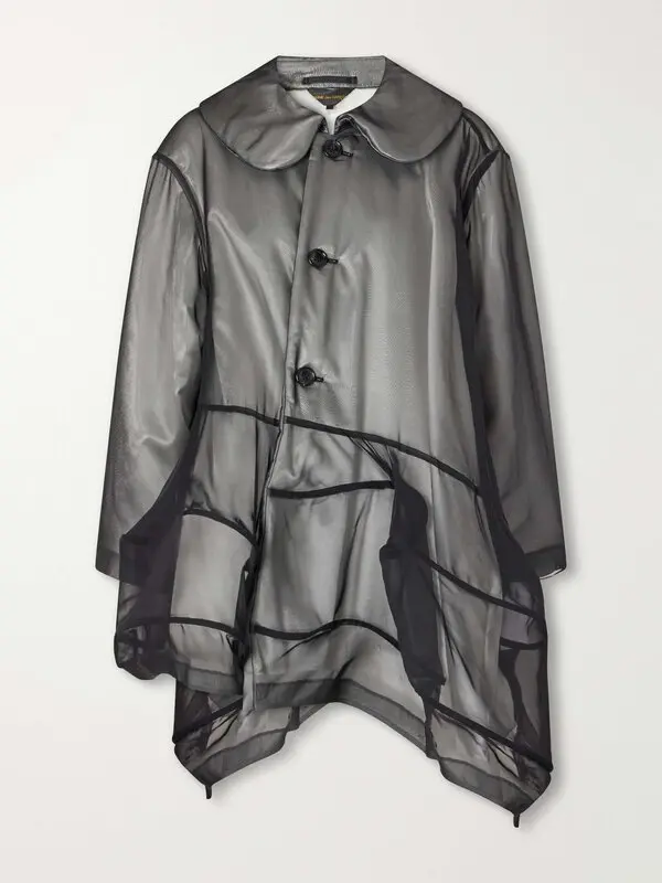 Comme Des Garçons Layered Georgette And Padded-satin Coat