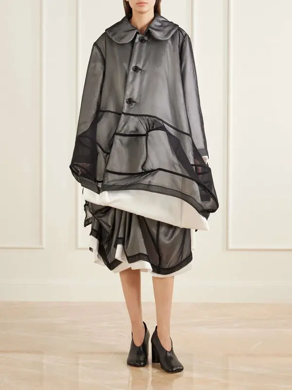 Comme Des Garçons Layered Georgette And Padded-satin Coat
