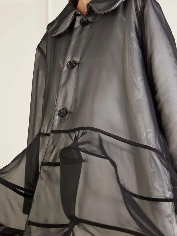 Comme Des Garçons Layered Georgette And Padded-satin Coat