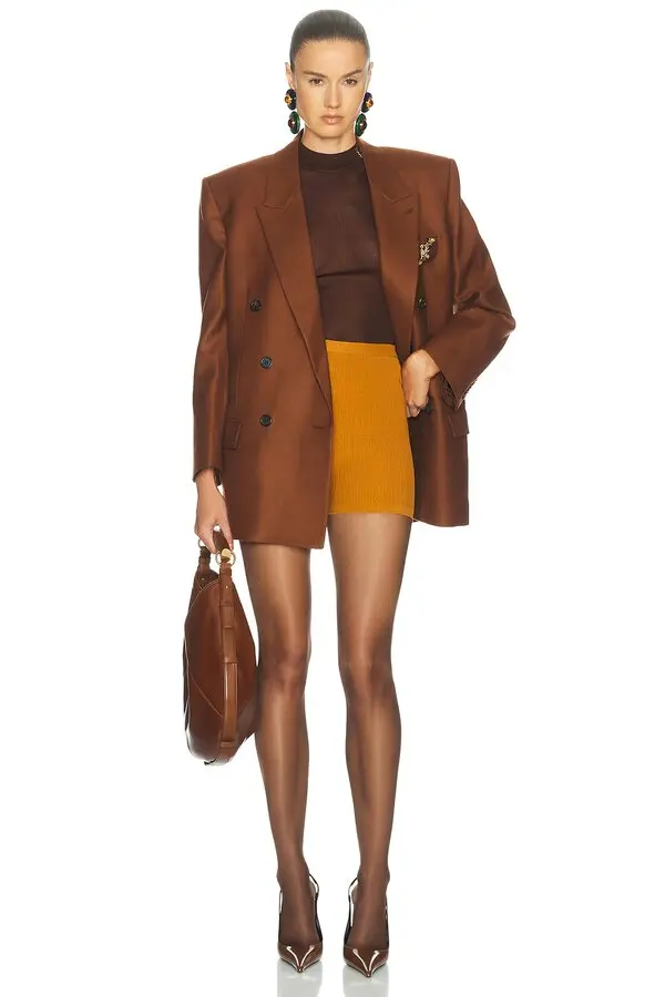 Saint Laurent Long Sleeve Top In Chocolate