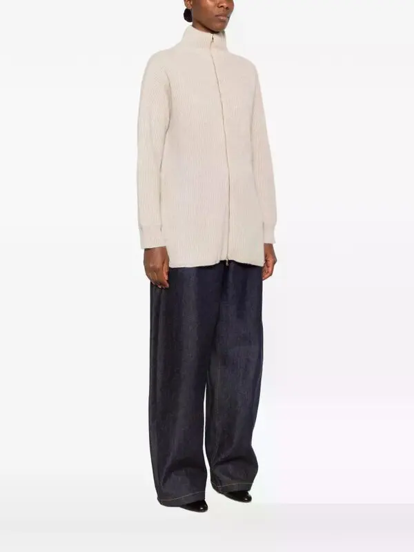 Max Mara Ribbed-knit Zip-up Sweater