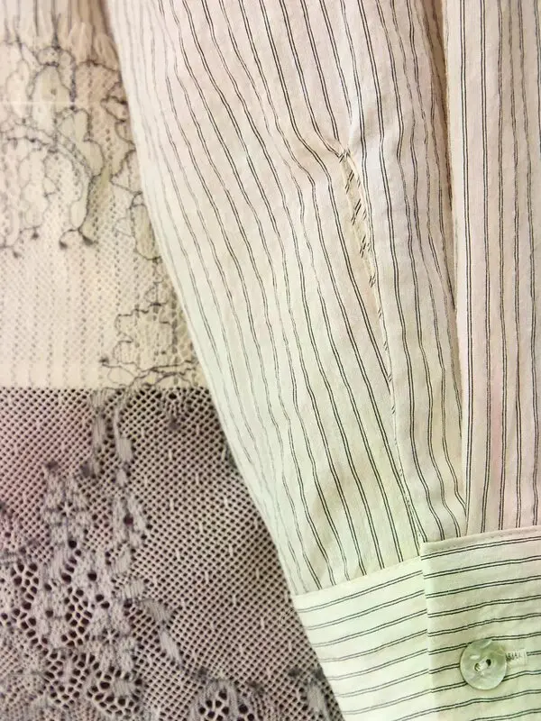 Sisley Lace-trim Pinstripe Shirt