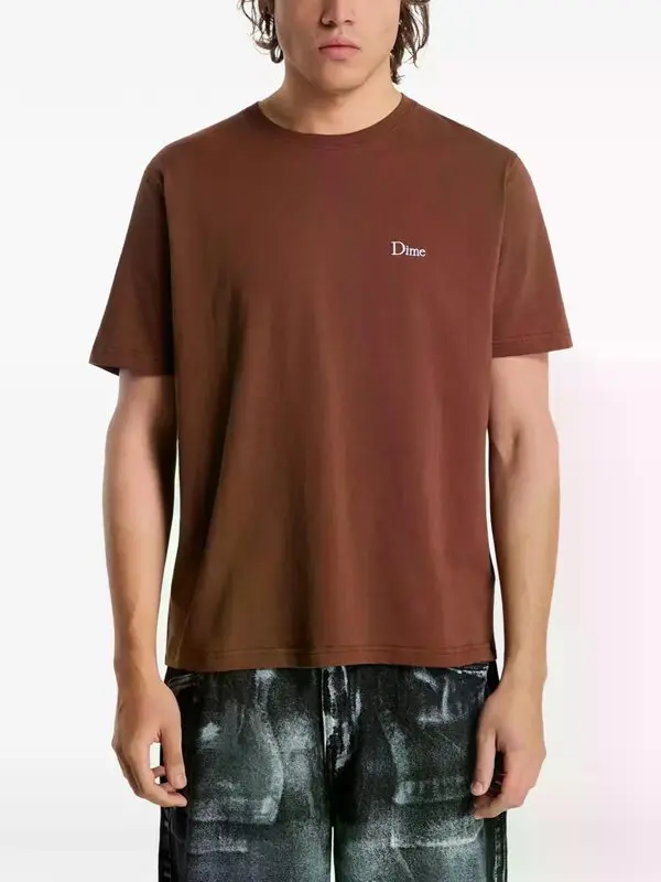 DIME Classic Logo-embroidered T-shirt - Brown