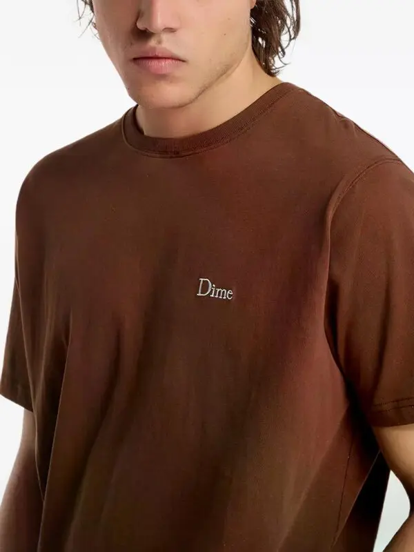 DIME Classic Logo-embroidered T-shirt - Brown