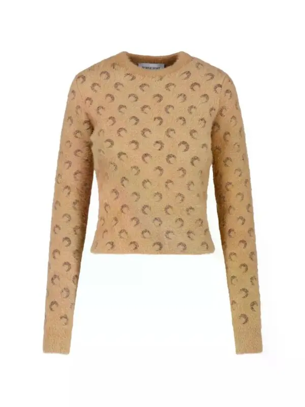 MARINE SERRE Fluffy Moon Jacquard Knit Crew-neck Sweater - Neutrals