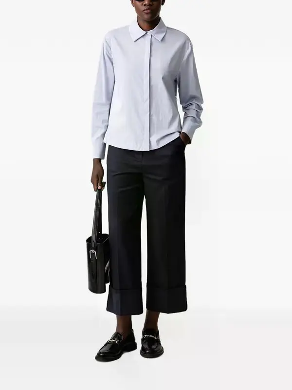 Sisley Side-zip Pleated-back Shirt - Blue