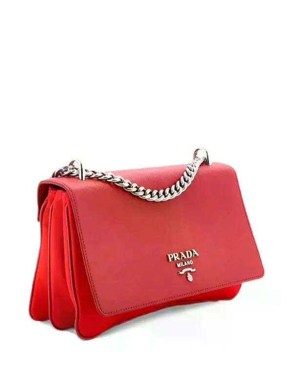Prada Chain Flap Crossbody Bag Tessuto And Saffiano Leather Medium Shoulder Bag