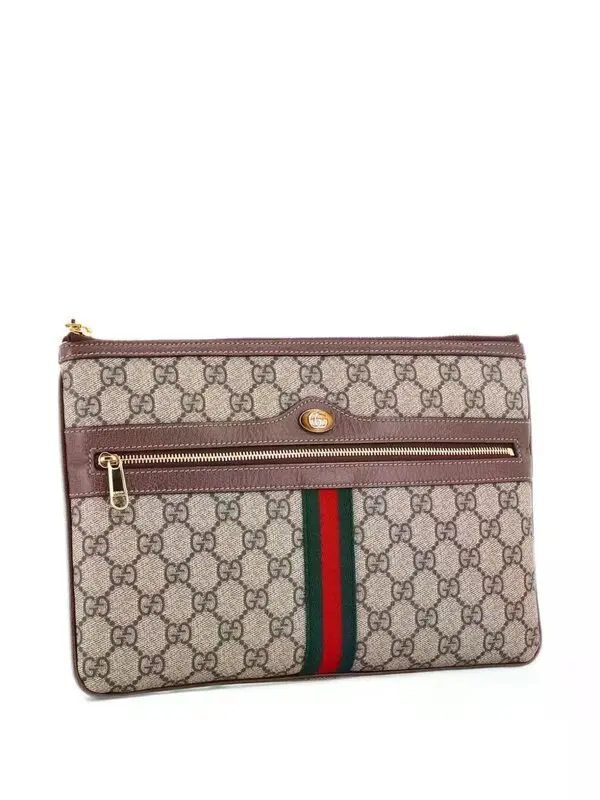 Gucci Ophidia Zip Pouch Gg Coated Canvas Large Clutch Bag