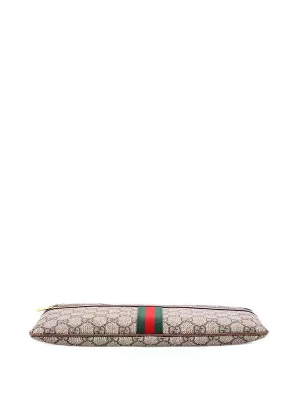 Gucci Ophidia Zip Pouch Gg Coated Canvas Large Clutch Bag