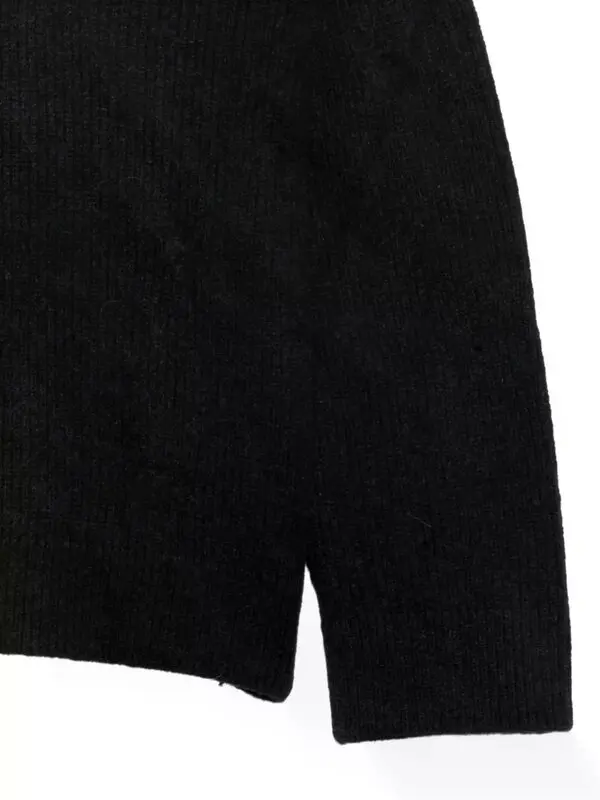 LANEUS Distressed Ribbed-knit Sweater