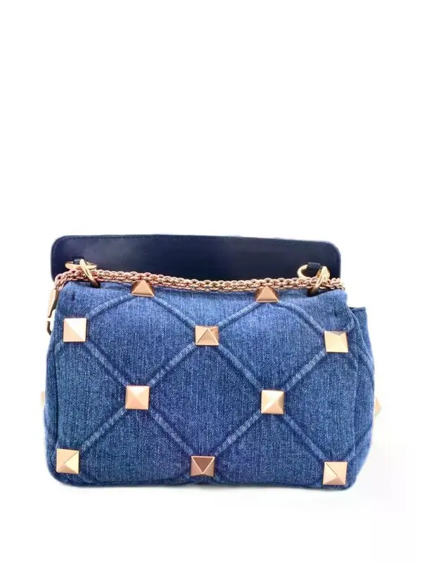 Valentino Garavani Roman Stud Flap Bag Quilted Denim Medium Shoulder Bag