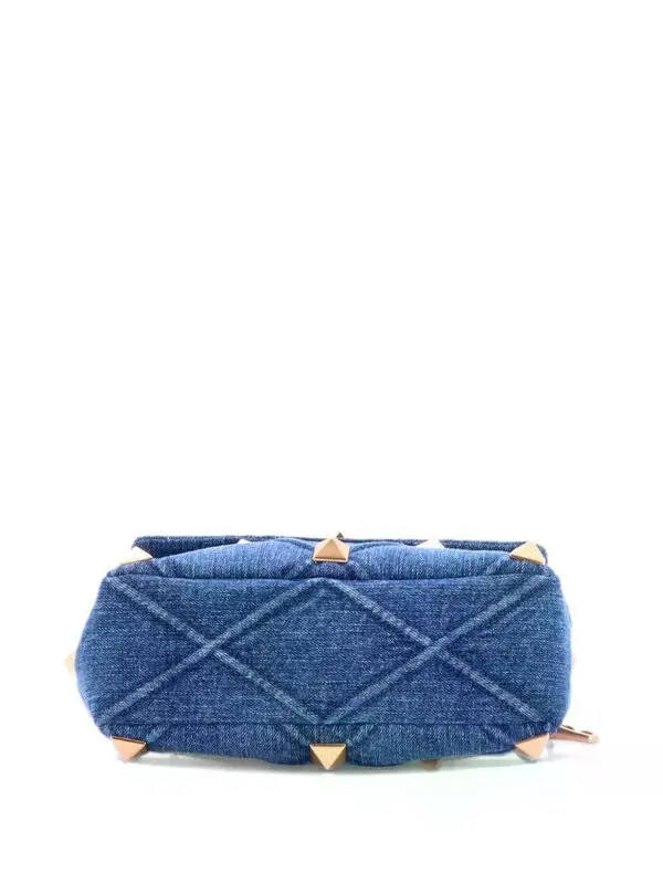 Valentino Garavani Roman Stud Flap Bag Quilted Denim Medium Shoulder Bag