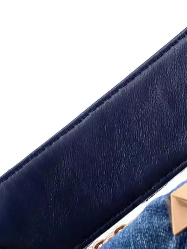 Valentino Garavani Roman Stud Flap Bag Quilted Denim Medium Shoulder Bag