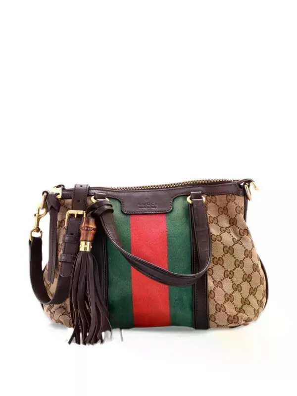 Gucci Rania Convertible Top Handle Bag Web Gg Canvas Small Satchel