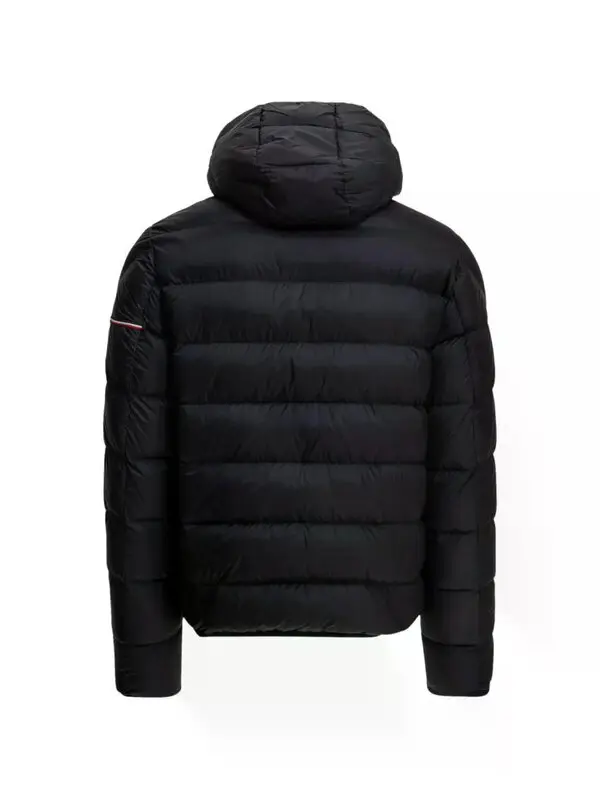Moncler Bernadette In White/brown Houndstooth Cotton Cropped Shirtquilted Hooded Jac