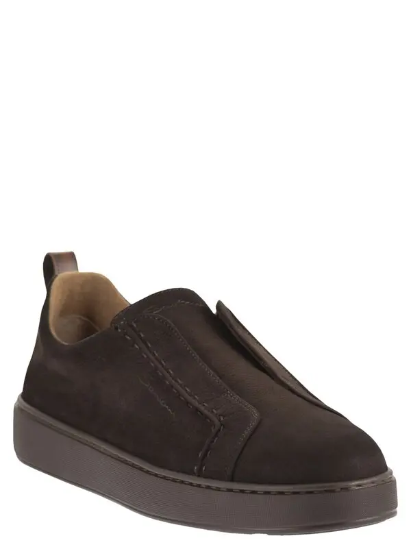 Santoni Victoryl26 Soft Leather Slip-on Trainers - Brown