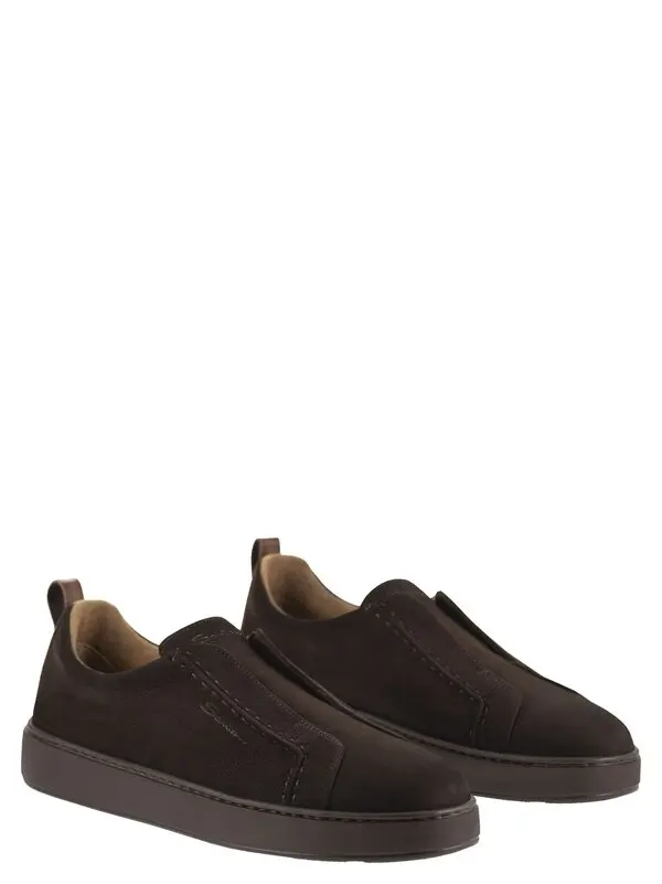 Santoni Victoryl26 Soft Leather Slip-on Trainers - Brown