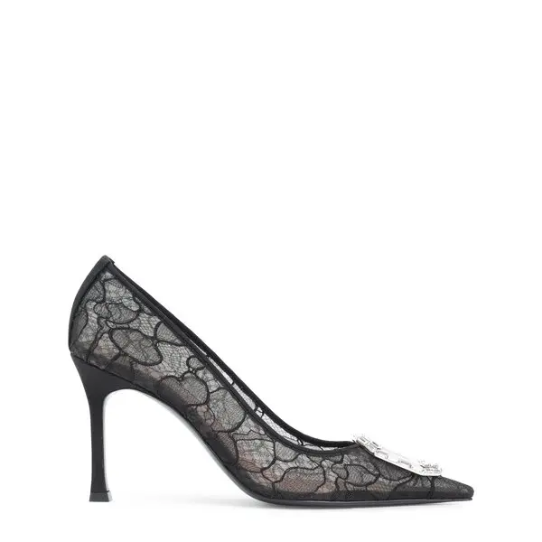Amina Muaddi Camelia Lace Pump - Black