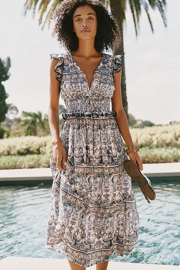 RO'S GARDEN Fyfa 100% Cotton Midi Dress