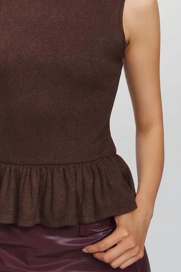 Endless Rose Sleeveless Peplum Knit Top