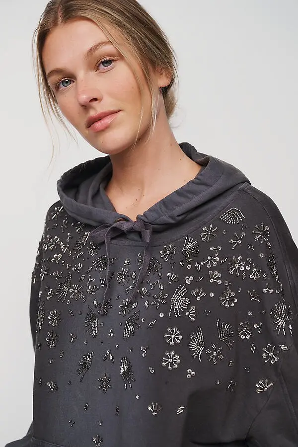 PILCRO 100% Cotton Embellished Hoodie