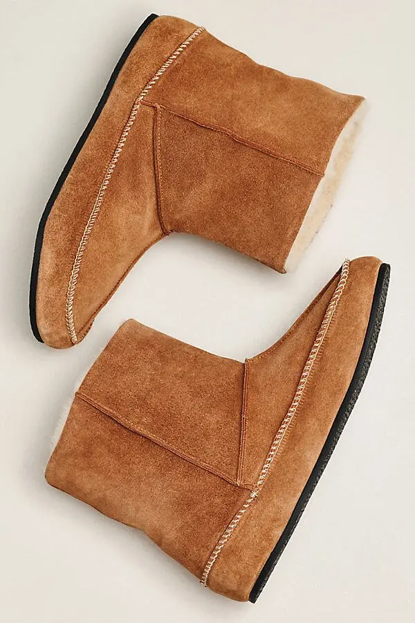 Anthropologie Suede Moccas Boots - Tan