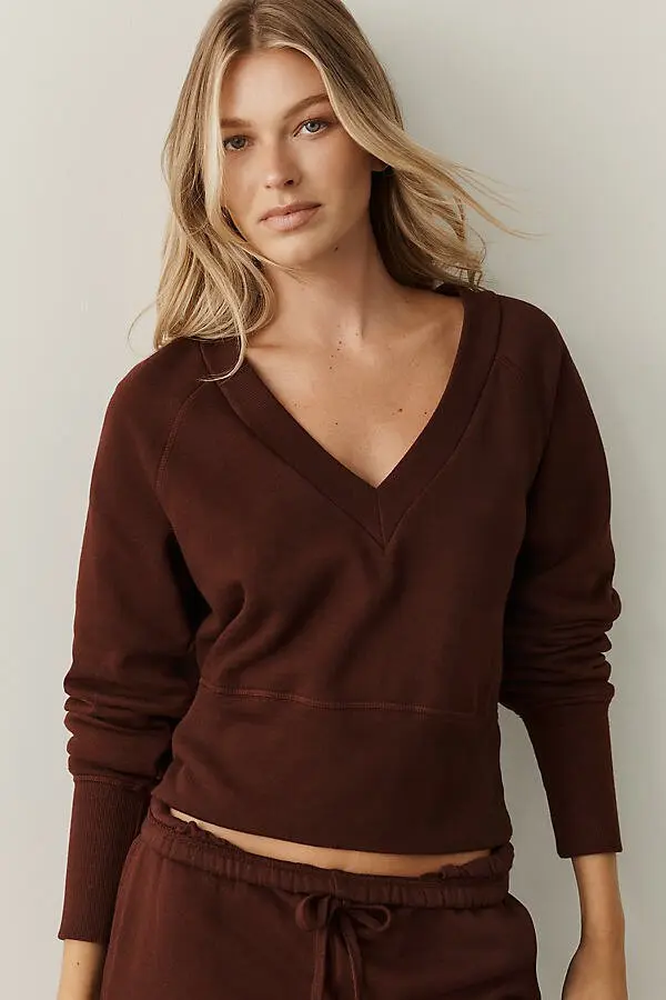Sundry Cotton Blend V-neck Sweatshirt