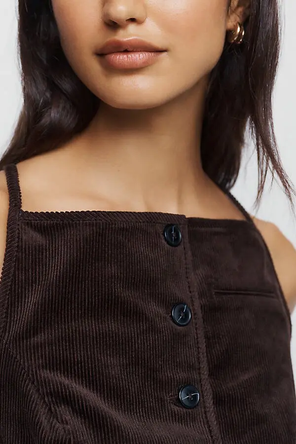 Anthropologie Cotton Blend Button Front Vest Top
