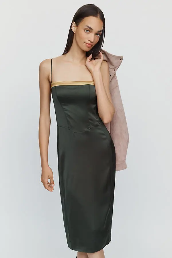 Anthropologie Open Back Slip Midi Dress