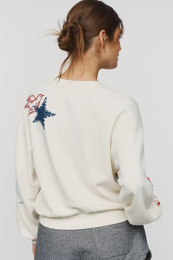 PILCRO Niki 100% Cotton Graphic Sweatshirt