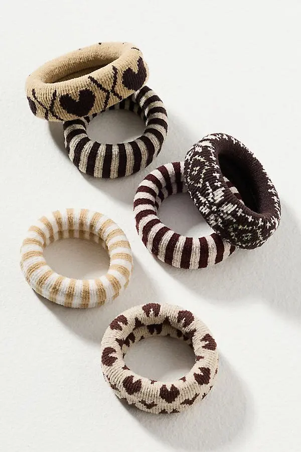 Anthropologie Bubble Hair Ties, Set Of 6 - Neutral Pattern
