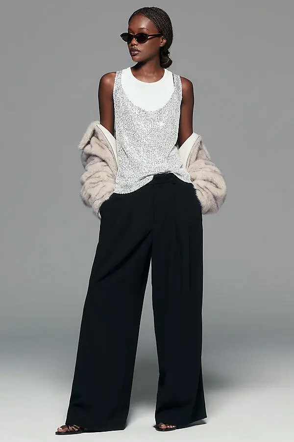 PILCRO Sequed Twofer Tank Top