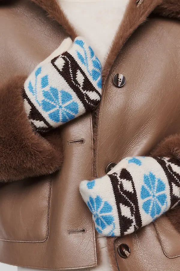 Anthropologie Prted Mittens - Blue