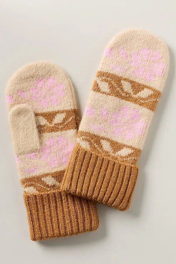 Anthropologie Prted Mittens - Pink