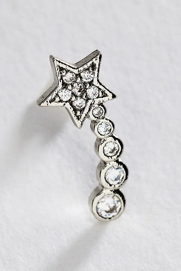 Anthropologie Shootg Star Crystal Crawler Earrgs - Silver