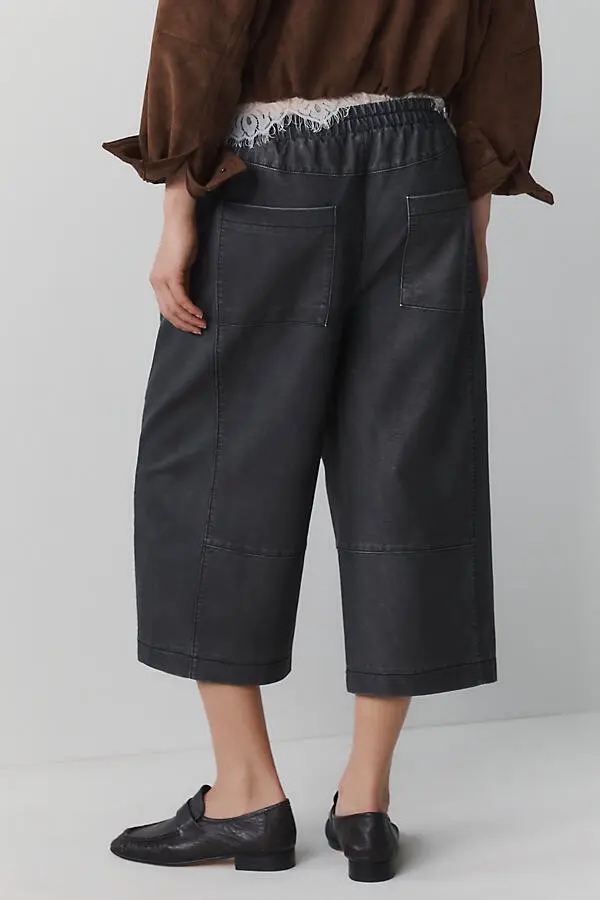 PILCRO Izzie Faux Leather Cropped Barrel Leg Pants