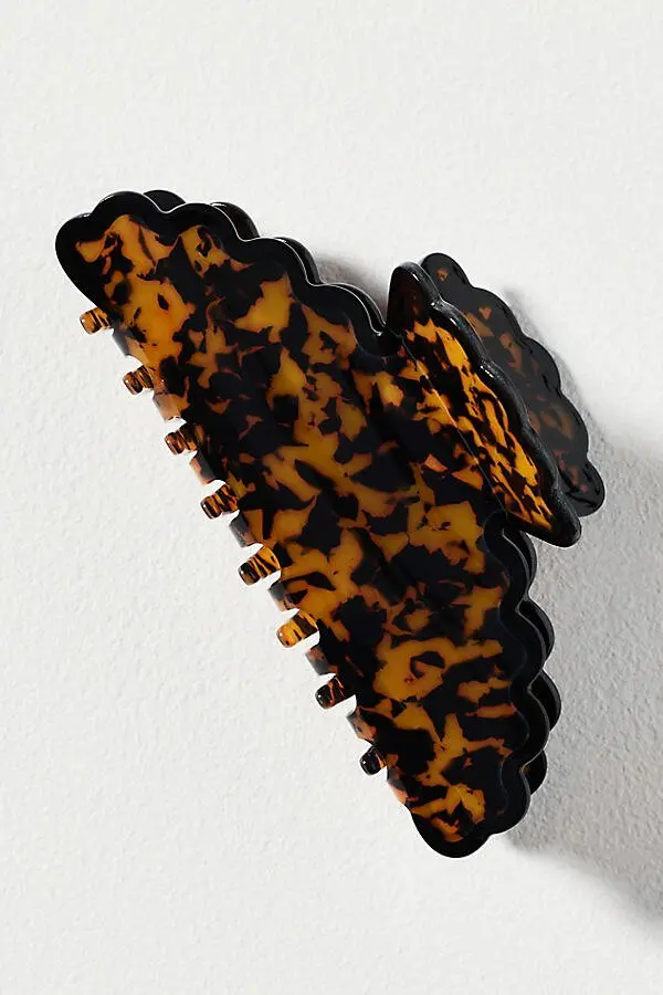 Anthropologie Xl Scalloped Claw Clip - Tortoise