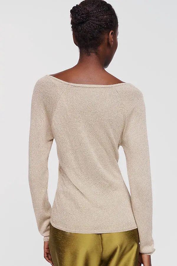 PILCRO She Cowl Neck Long Sleeve Top - Gold