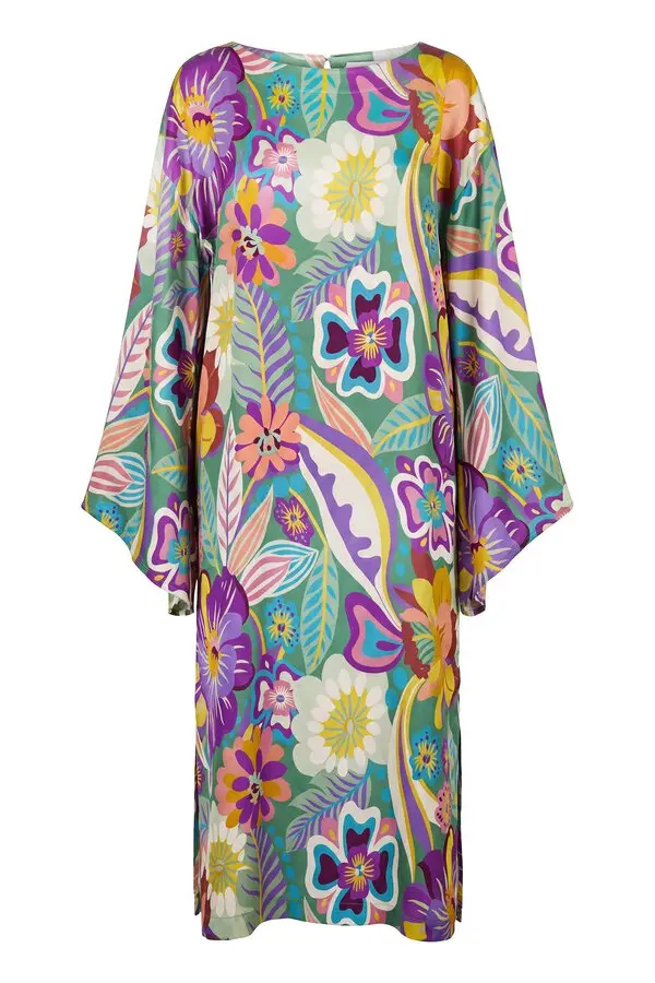 TIGER AND THE MONKEY Jen Two Mod Floral Silky Ecovero Viscose Classic Kaftan Dress