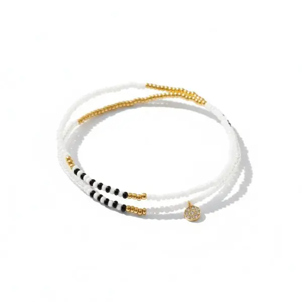 WITH LOVE DARLING Zebra Wrap Beaded Bracelet - Gold