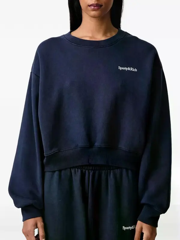 Sporty & Rich Logo-print Cropped Sweatshirt