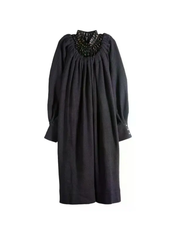 COMMUNS Gathered Midi Dress - Black