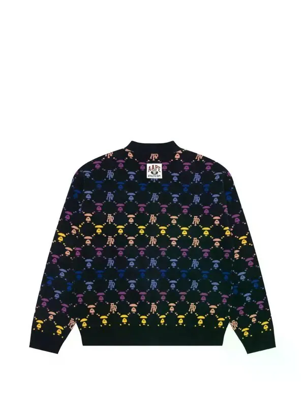 AAPE BY *A BATHING APE Aapeunvs Moonface Logo-pattern Cardigan - Neutrals