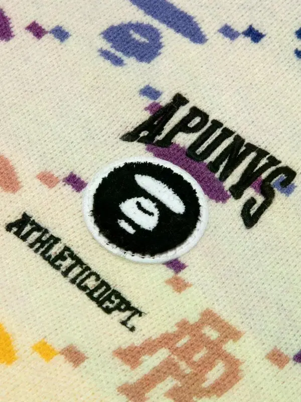 AAPE BY *A BATHING APE Aapeunvs Moonface Logo-pattern Cardigan - Neutrals