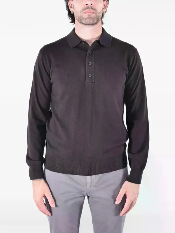 KANGRA Long-sleeve Polo Shirt - Brown