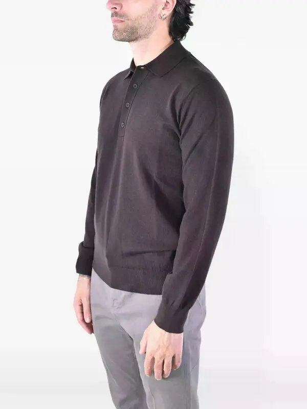 KANGRA Long-sleeve Polo Shirt - Brown